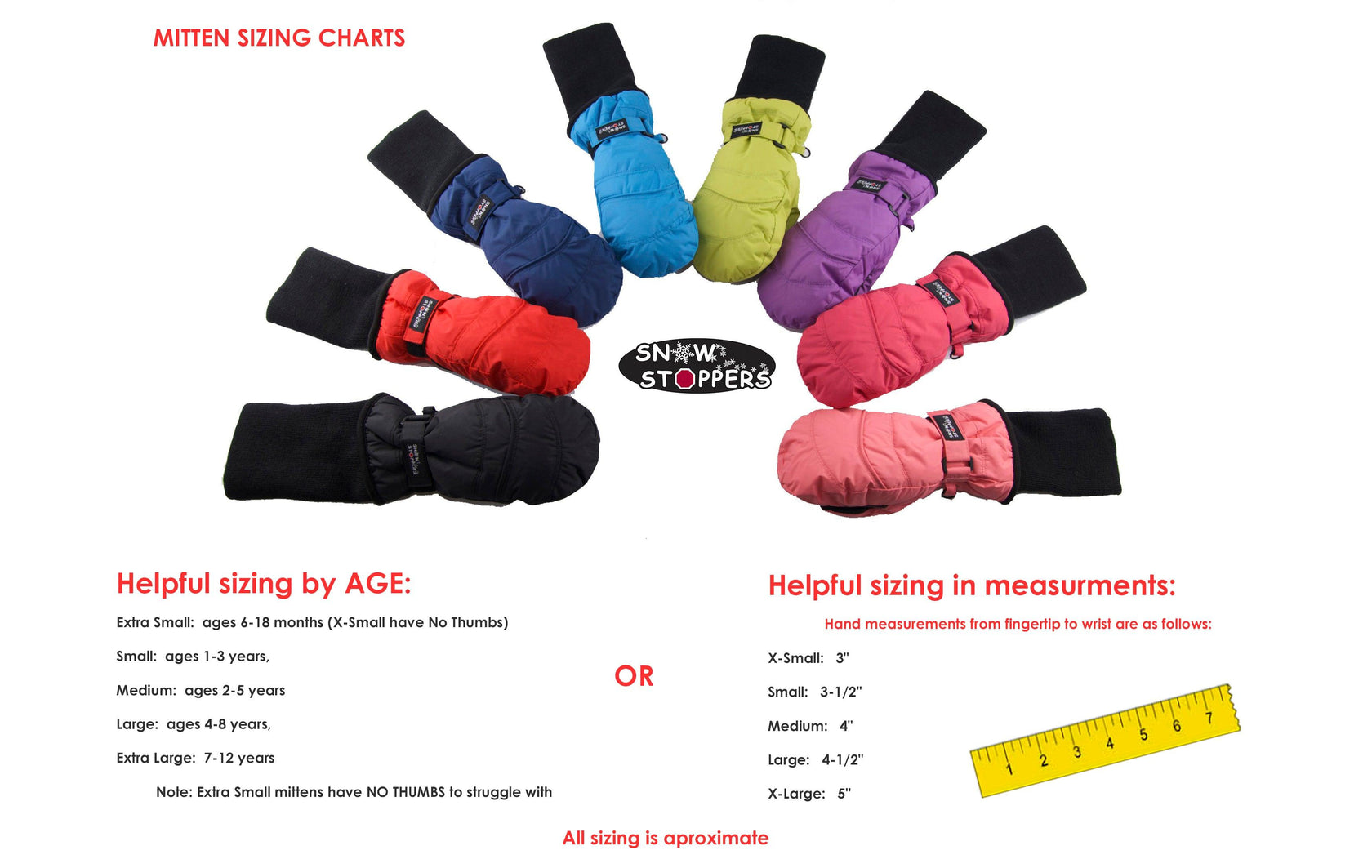 SnowStoppers Original Extended Cuff Winter Mittens for Kids ...